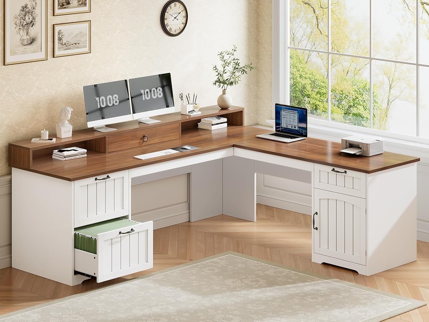 Farmhouse Desk with Storage - Mobile carts for ecommerce - Walmart ...