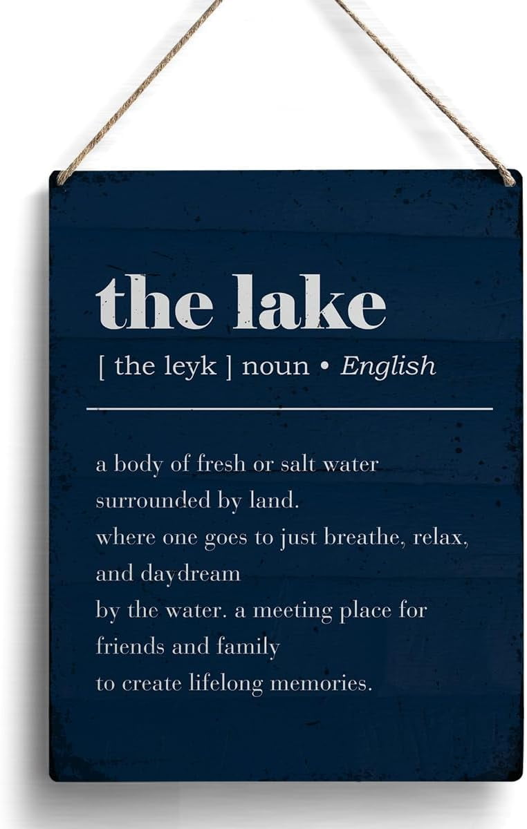 Farmhouse Lake Definition Wooden Sign Artwork, Lake Theme Wood Sign ...