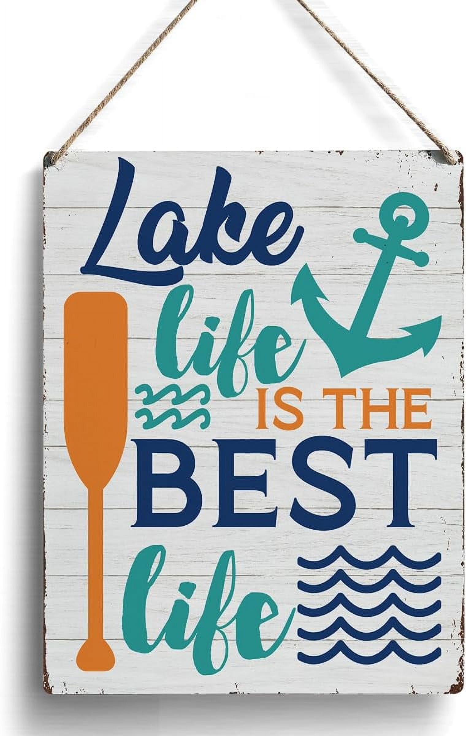 Farmhouse Lake Theme Wooden Sign Artwork, Lake Wood Sign Wall Art ...
