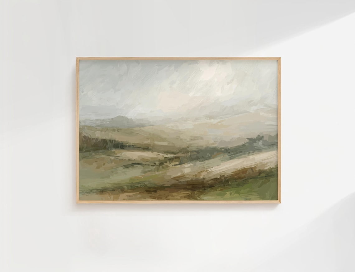 Farmhouse Large Neutral Abstract Western Landscape Art Version Nine ...