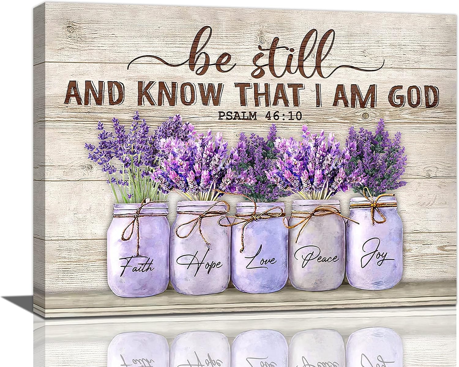 Farmhouse Lavender Bathroom Flower Decor Wall Art Be Still And Know ...