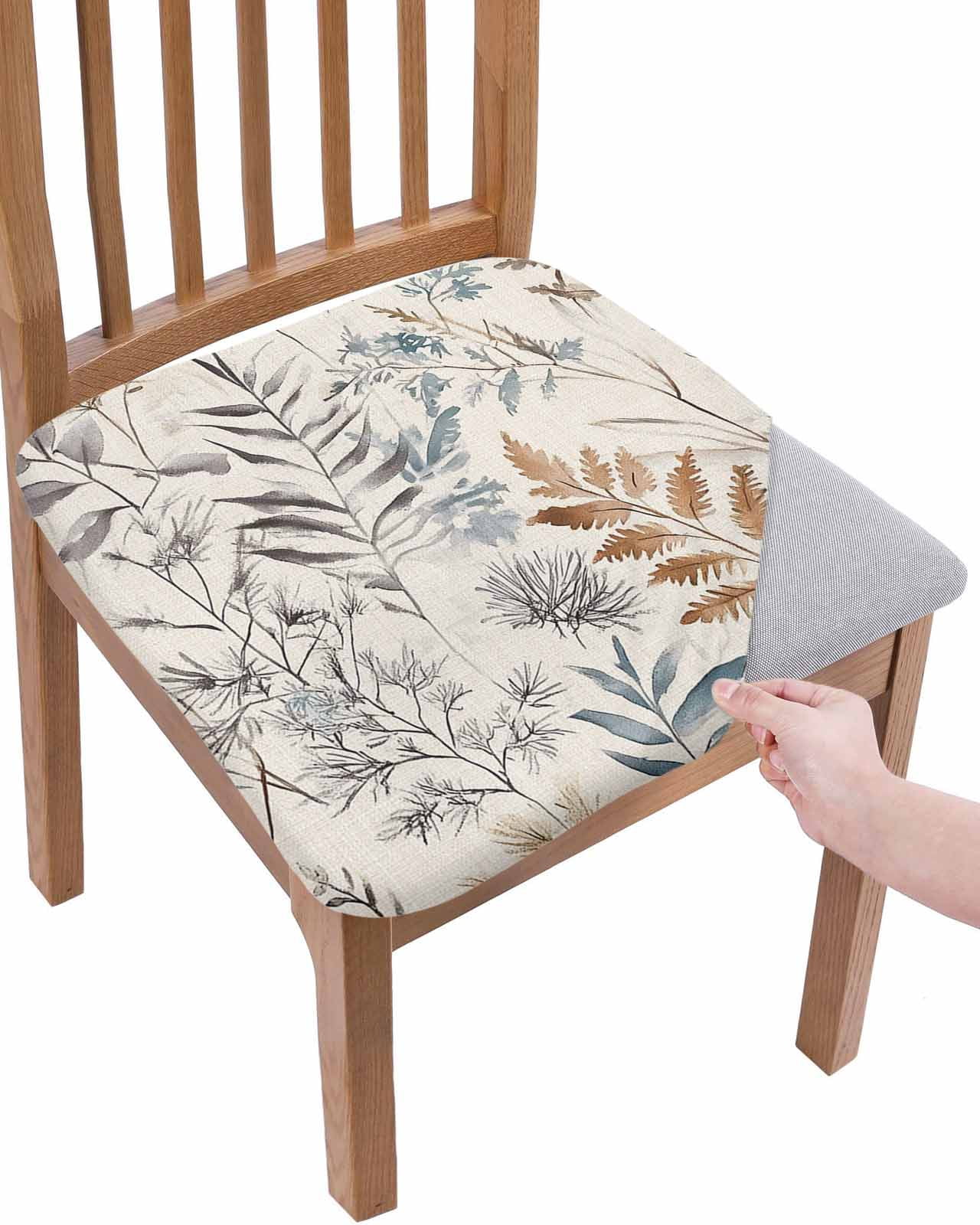 Farmhouse Leaves Chair Seat Covers for Dining Room Stretch Chair Seat ...