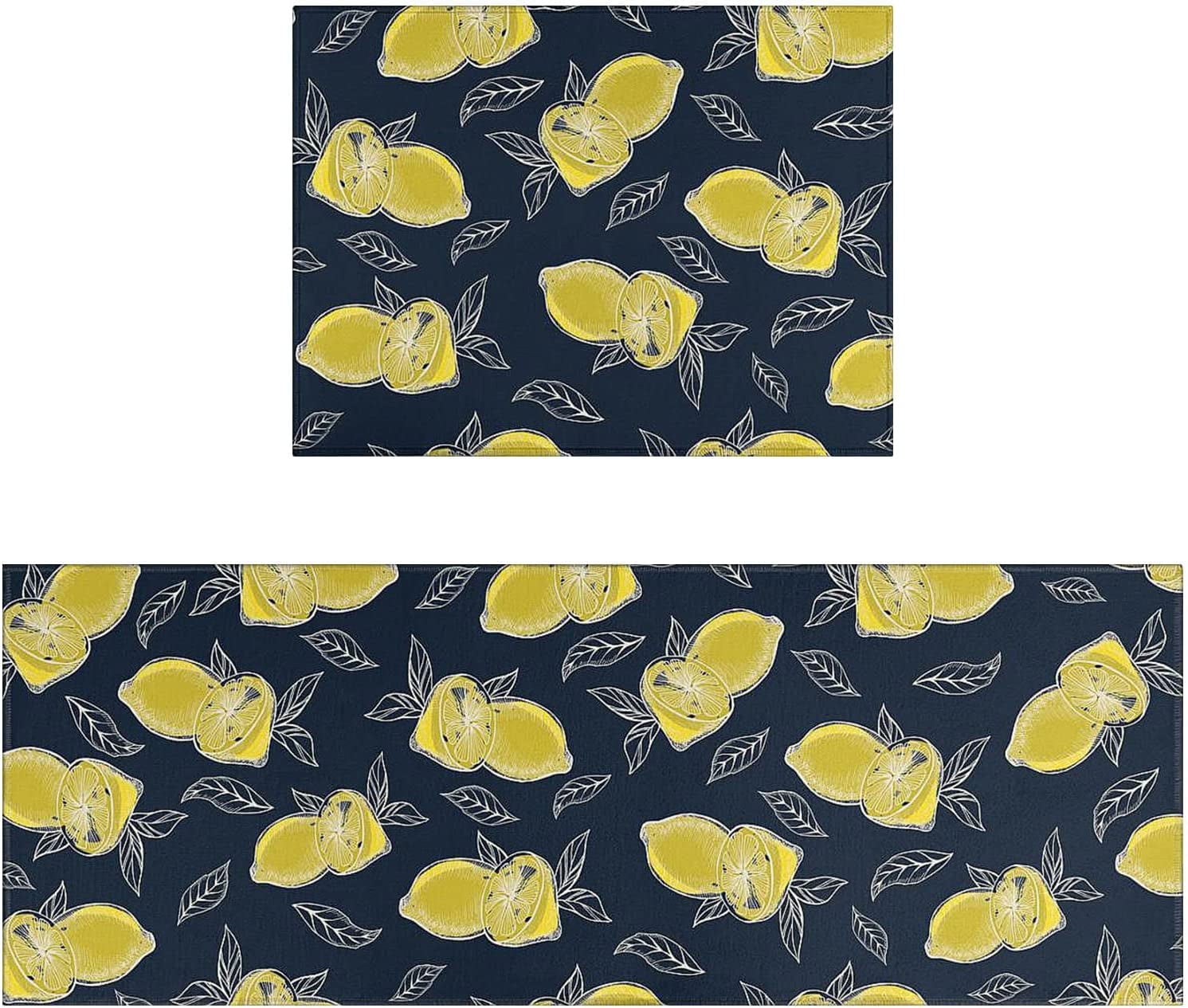 Farmhouse Lemon Kitchen Rugs and Mats Set of 2 Summer Kitchen ...