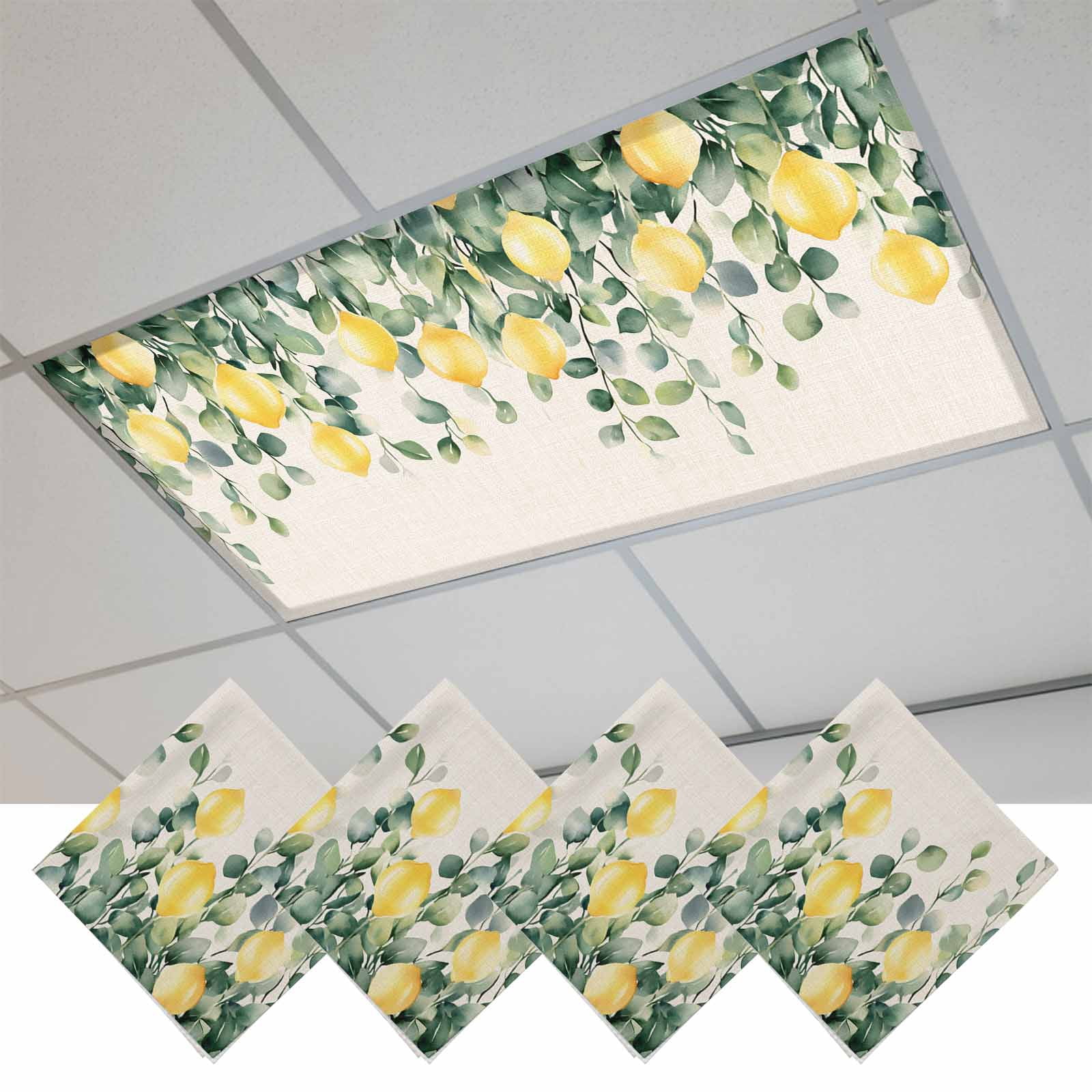 Farmhouse Lemon Magnetic Fluorescent Light Covers for Ceiling Lights ...