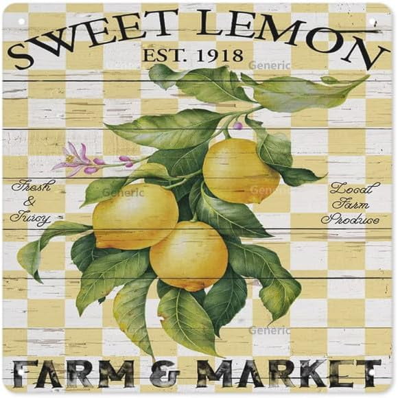 Farmhouse Lemon Signs Rustic Sweet Lemon Hanging Sign Plank Plaque Wall ...