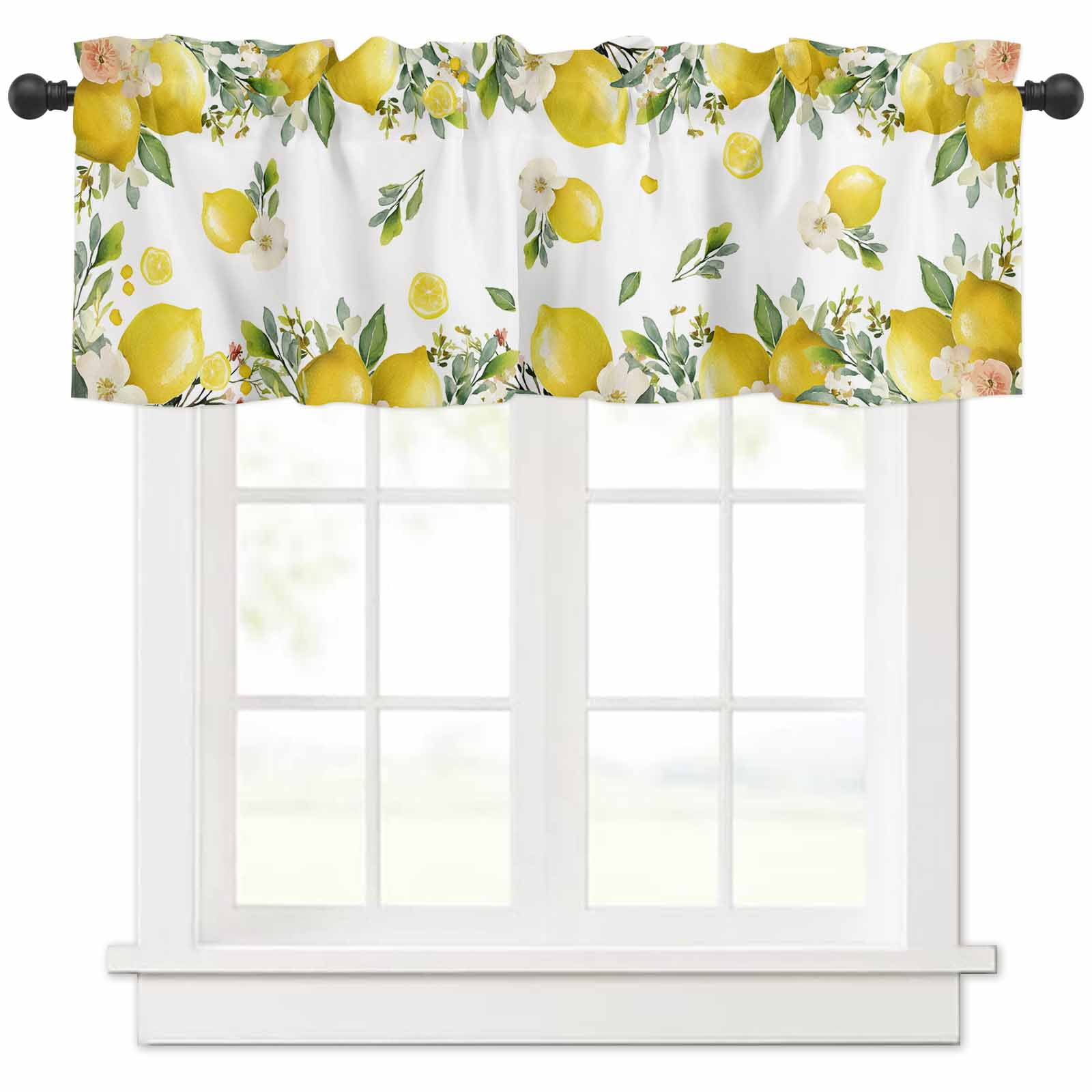Farmhouse Lemon Valances for Windows Farmhouse Kitchen Curtains ...