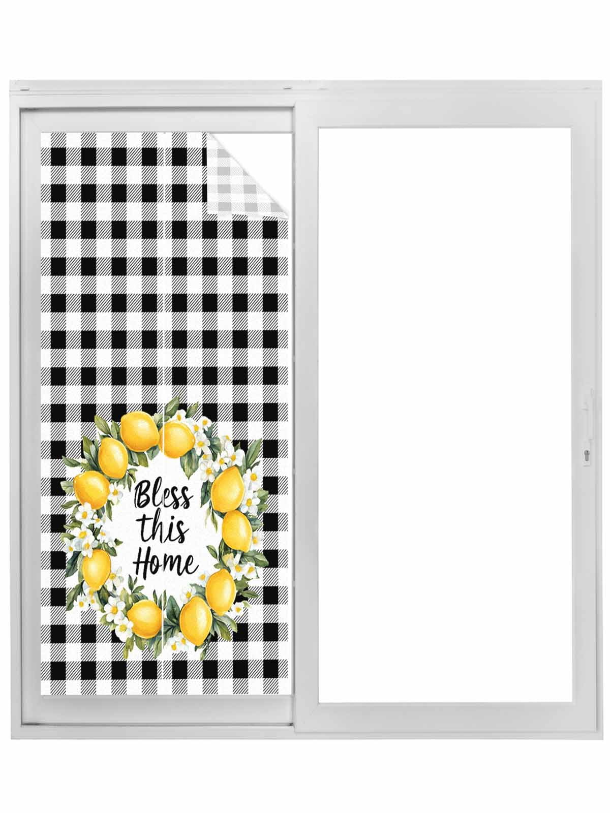 Farmhouse Lemon Window Privacy Film, Bless Home Summer Black Buffalo ...