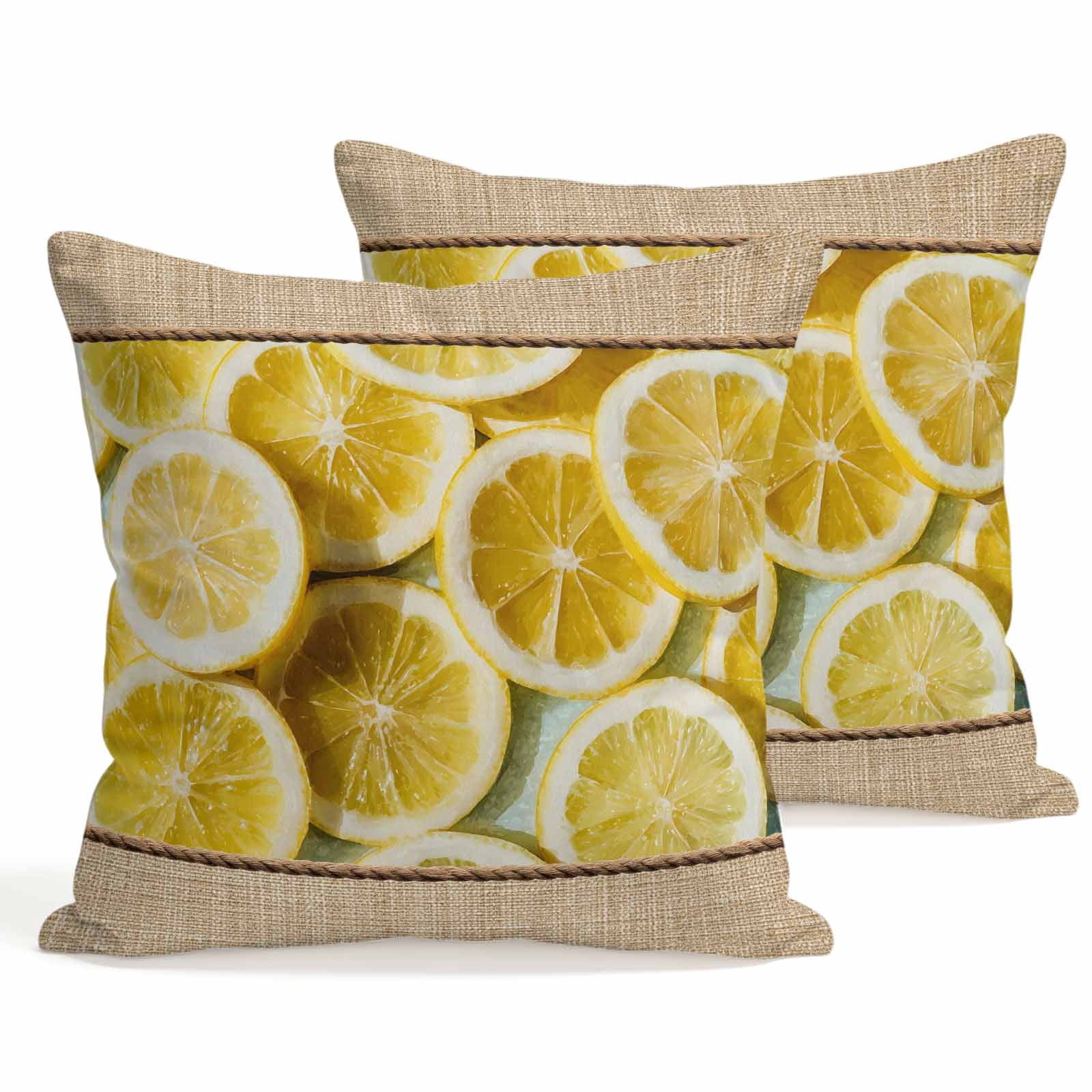 Farmhouse Lemons Throw Pillow Covers 16 x 16 Inch Pillow Covers Set of ...