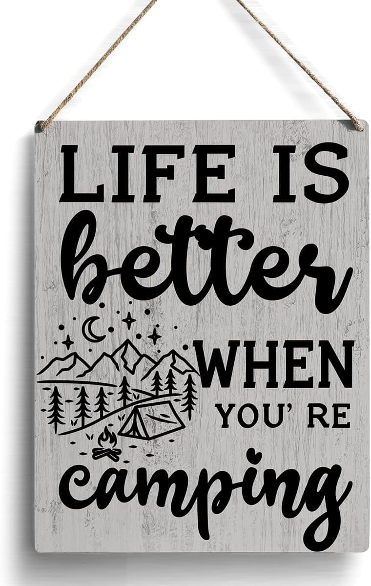 Farmhouse Life is Better Camping Wooden Sign Artwork, Camp Camping Wood ...