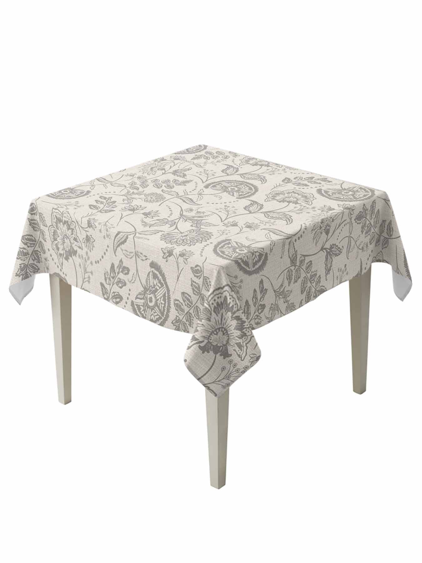 Farmhouse Light Grey Floral Table Cloth 54x54 Inch Square, Linen Boho ...