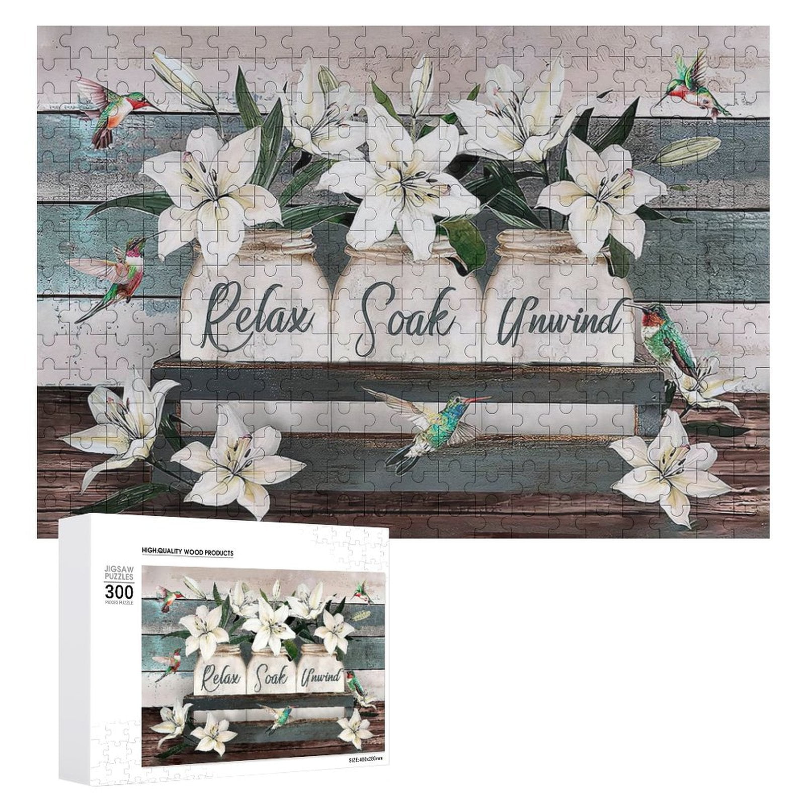 Farmhouse Lily Flower 300 Piece Jigsaw Puzzles for Adults - Rustic ...