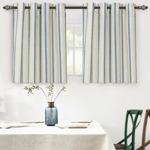 Farmhouse Linen Blend Blackout Curtains 36 Inches Long for Bedroom ...