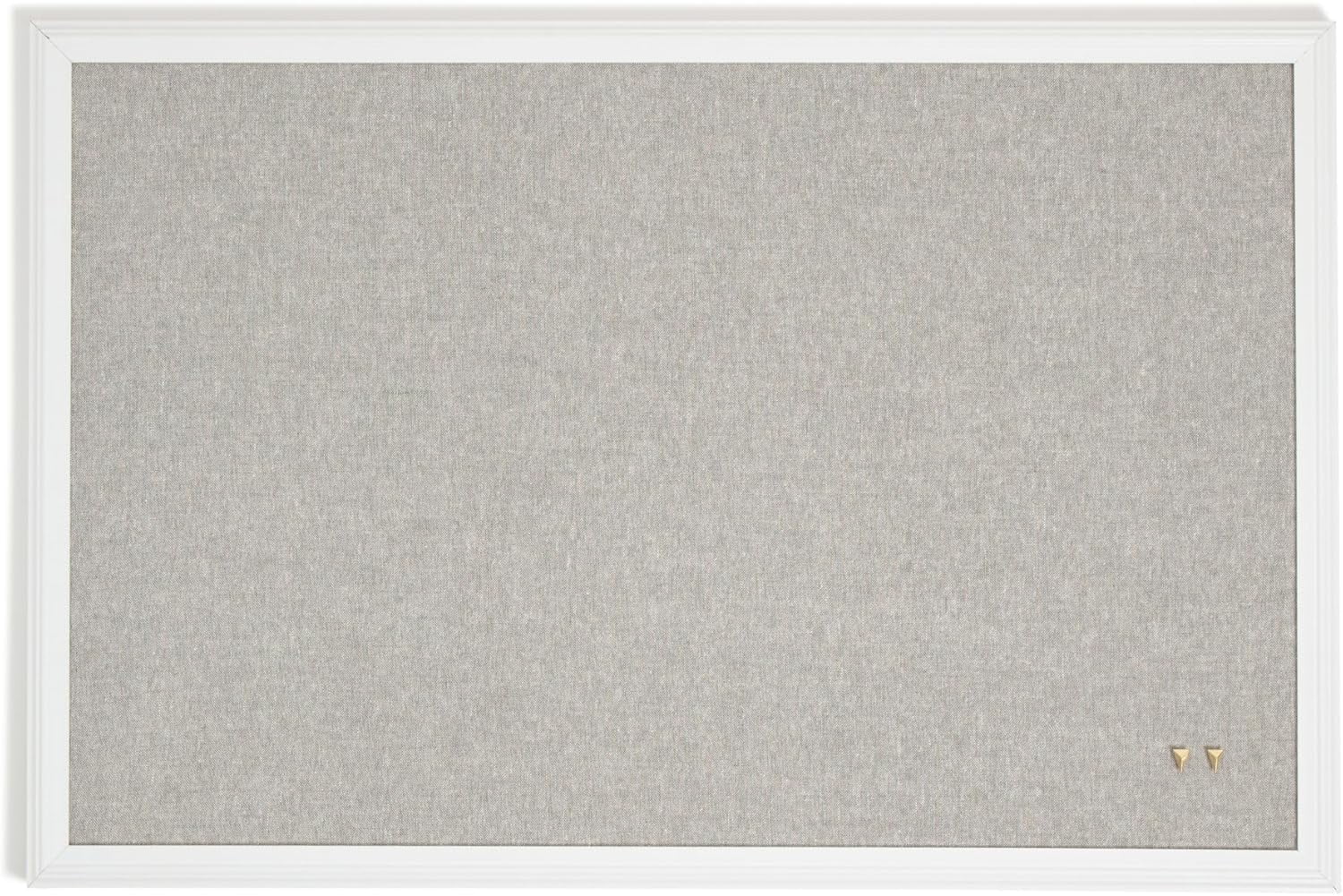 Farmhouse Linen Bulletin Board, 30"x20", White Wood Style Frame ...