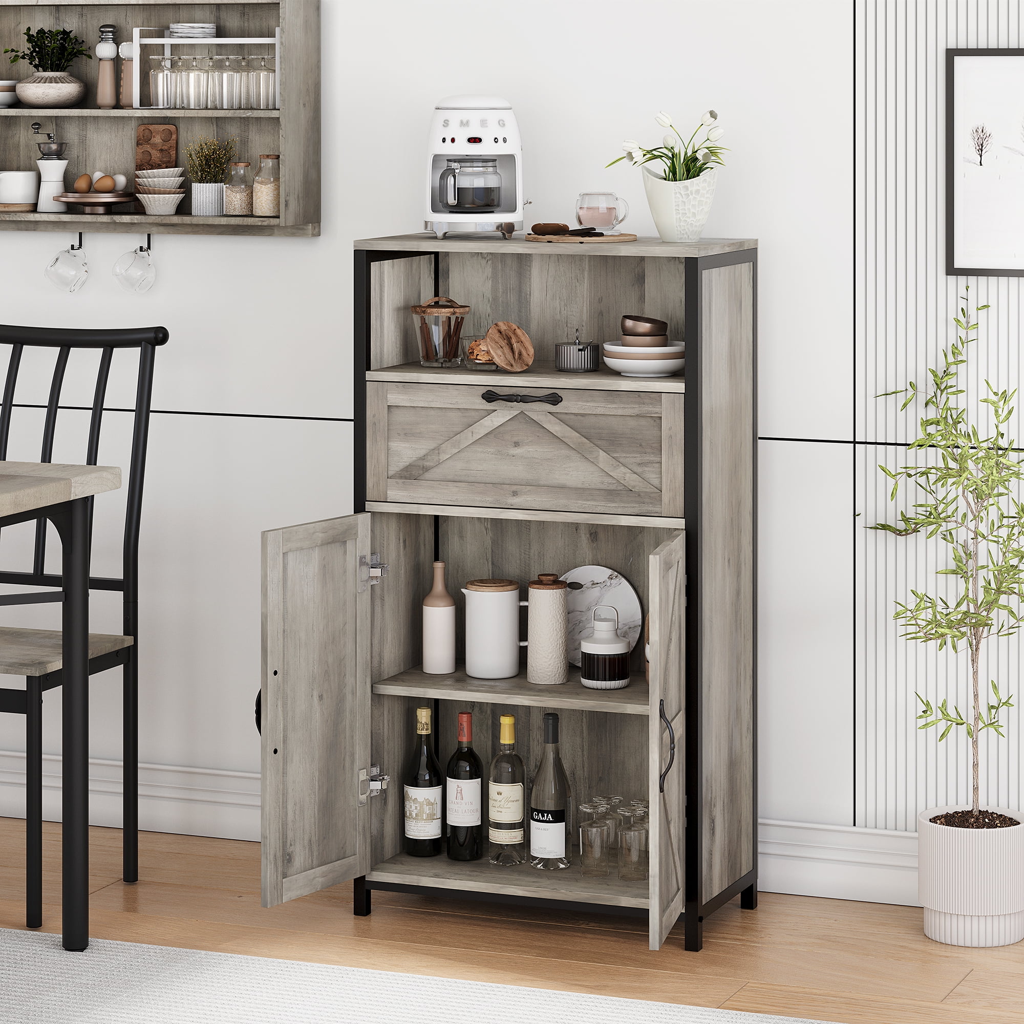 Farmhouse Locker, Locker Organizer Drawer Buffet Cabinet, Barn Door ...