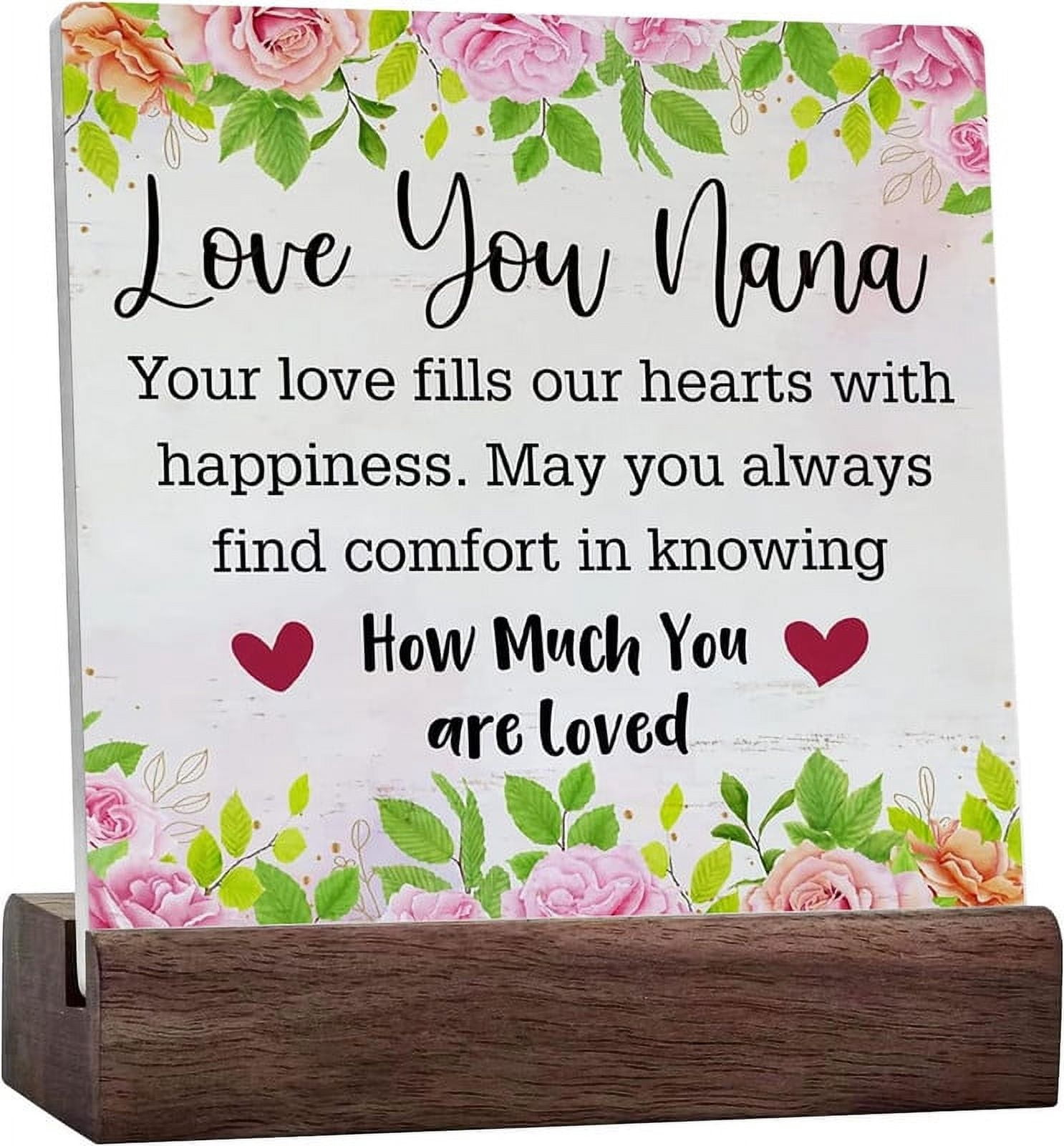 Farmhouse Love You Nana Ceramic Table Sign Rustic Style Floral Nana ...