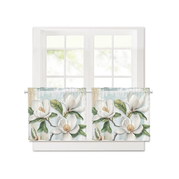 Farmhouse Magnolia Flowers Short Blackout Curtains 30 Inch Long,Retro ...
