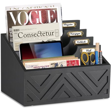 Desk Organizer Mail Organizer Countertop File Sorter, Bamboo Desk File ...