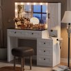 Raffle Pinker Makeup Vanity Desk Dressing Table with 4 Drawers,Storage ...