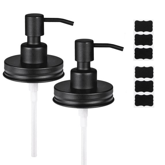 Jingyang Farmhouse Mason Jar Soap Dispenser Lid Pump Black Plastic for 16 oz Regular Mouth Jars ...
