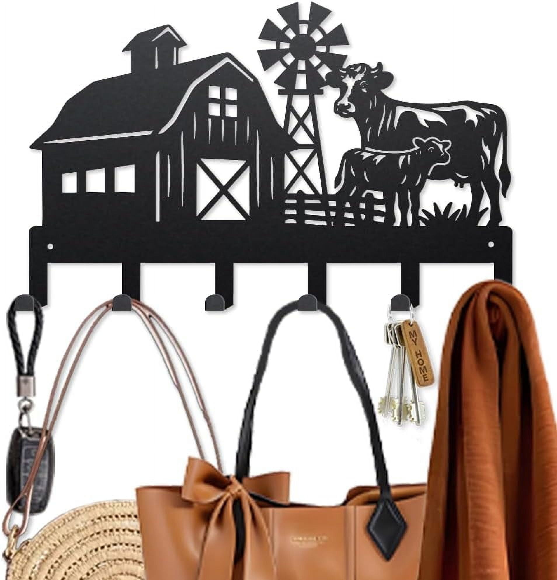Farmhouse Metal Key Hook Cows Livestock Coat Rack Wall Mounted 15.7×9 ...
