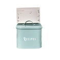 Farmhouse Metal Recipe Box With Cards And Dividers - Blue Vintage Tin ...