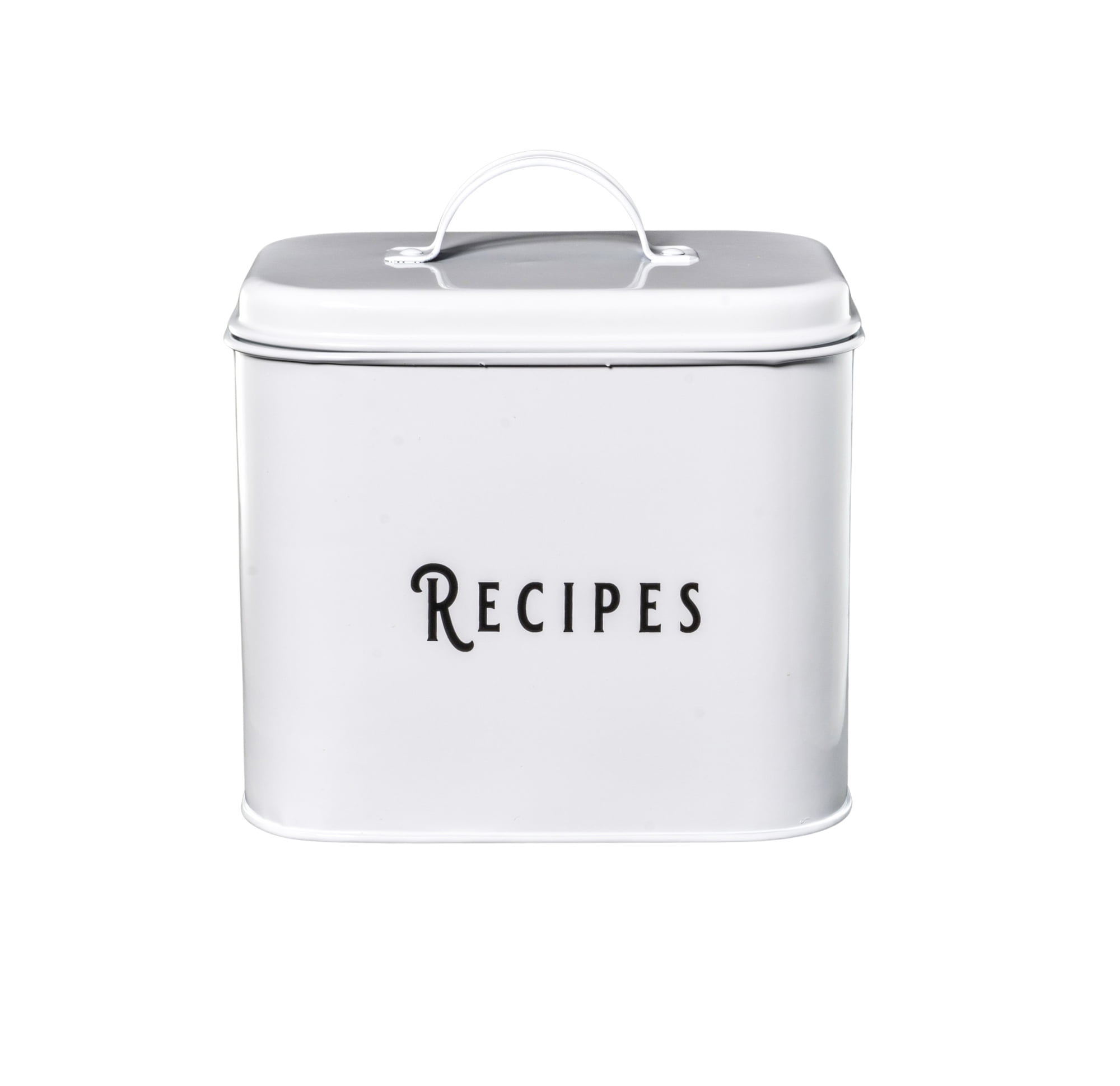 Farmhouse Metal Recipe Box With Cards And Dividers - White - Walmart.com