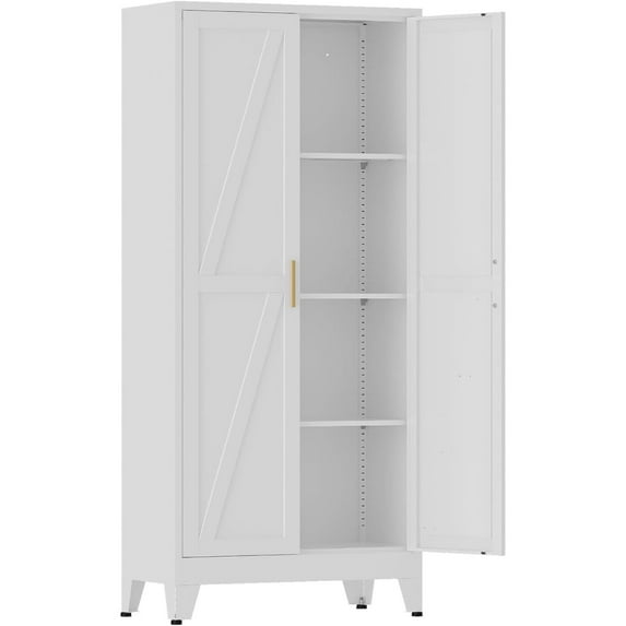 Farmhouse Metal Storage Cabinet 61 In Tall 4-Tier Peacock Blue 3 ...