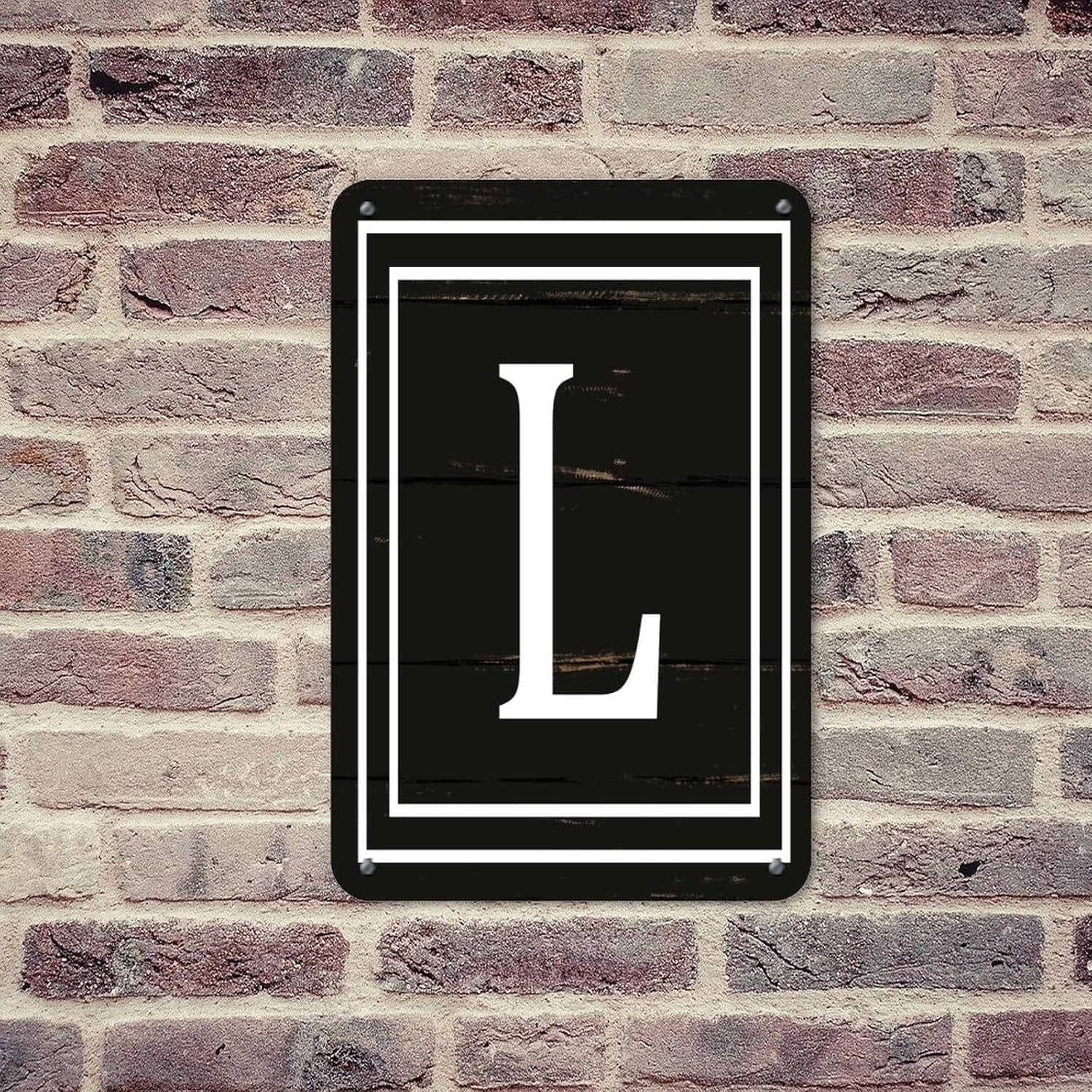 Farmhouse Metal Tin Sign Initial Letter L Monogram Wall Poster Garage ...