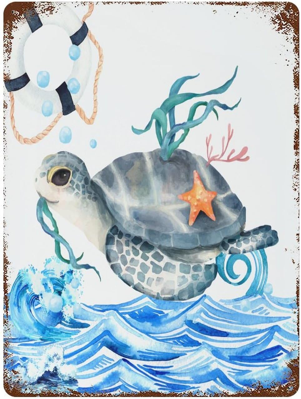 Farmhouse Metal Tin Sign Ocean Beach Nautical Theme Underwater Sea ...