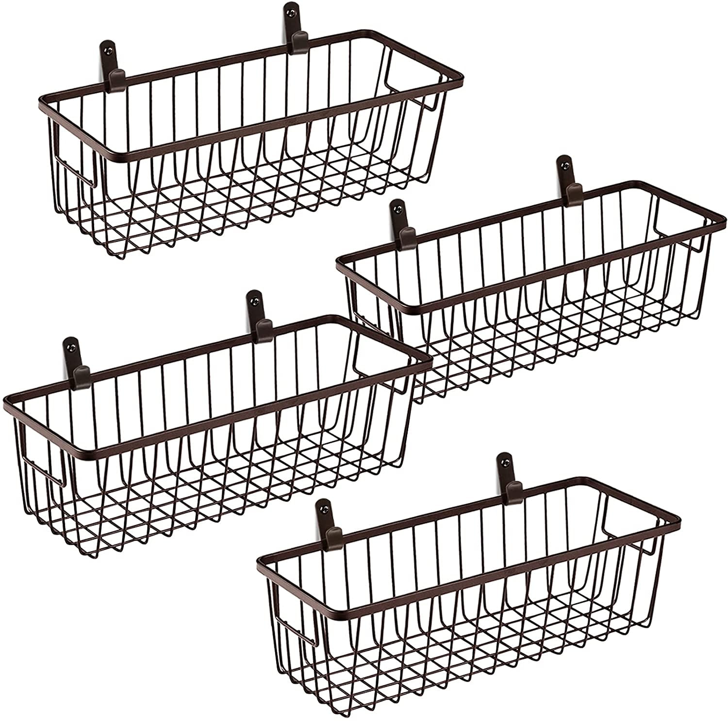 Farmhouse Metal Wire Bin Basket with Handle - Small, 4 Pack - Rustic ...