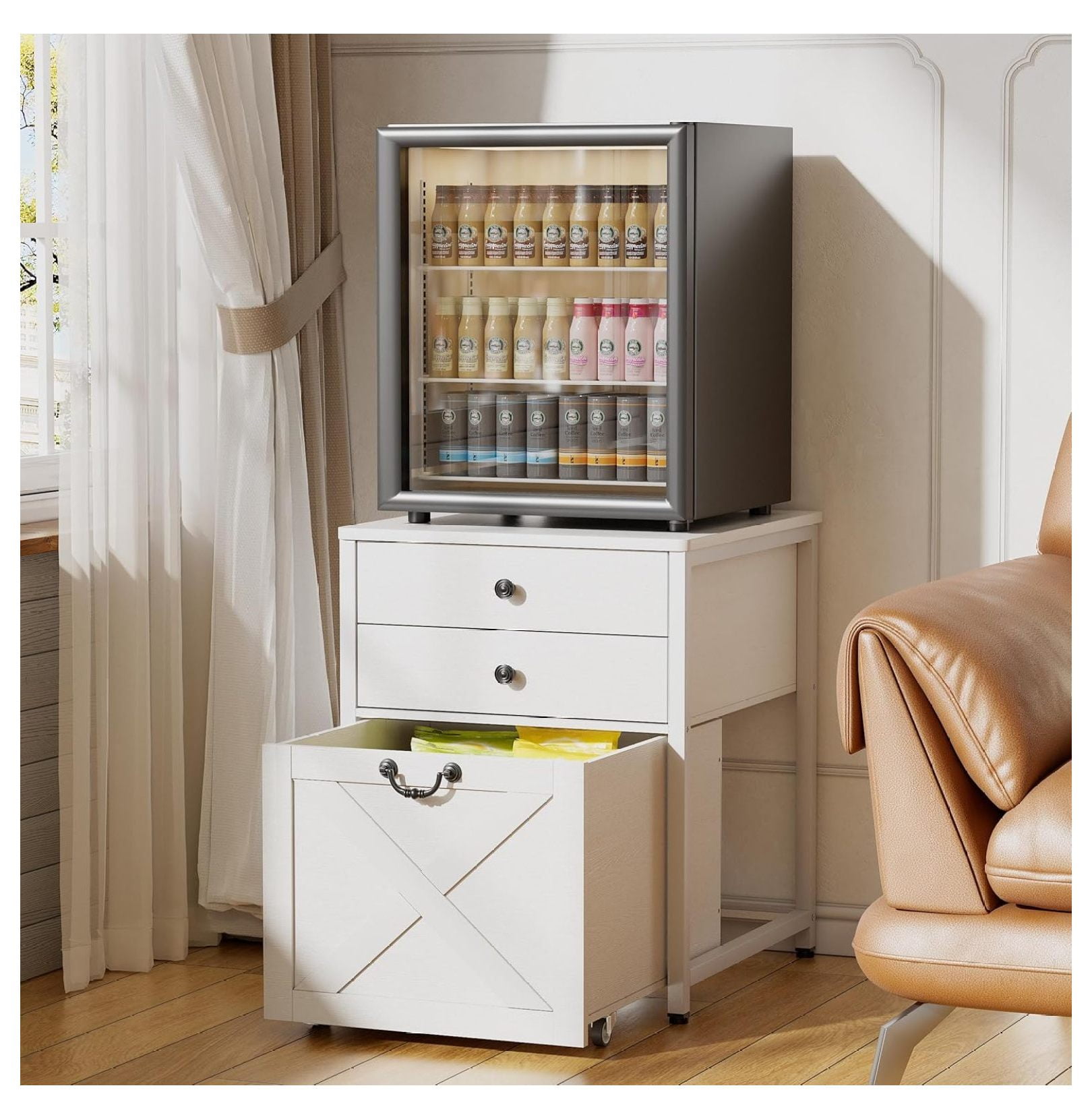 Farmhouse Mini Fridge Stand with Storage,Heavy Duty Fridge Cart,Mini ...