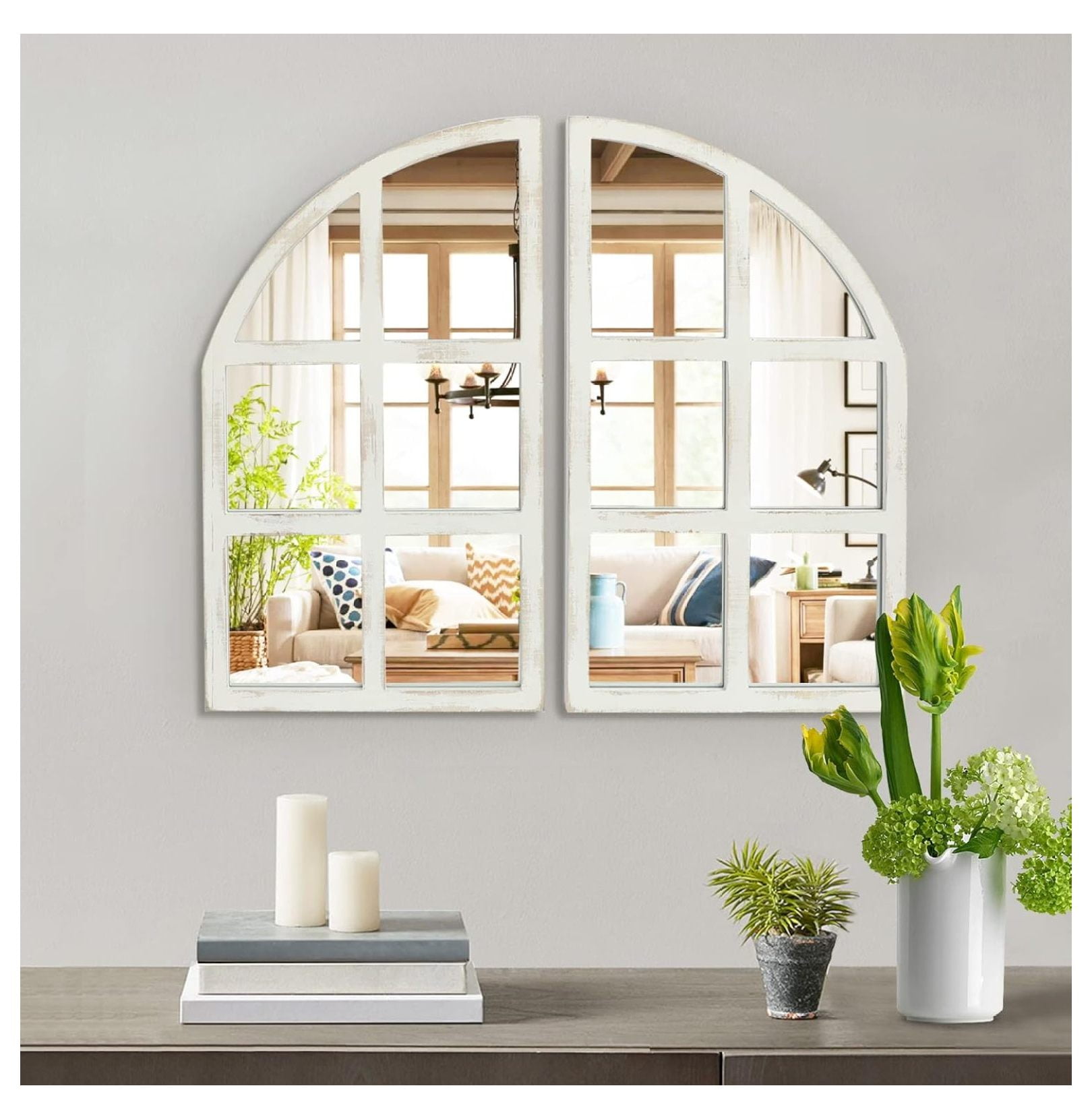 Farmhouse Mirror, Arch Window Wall Mirror for Kitchen Bedroom Living ...