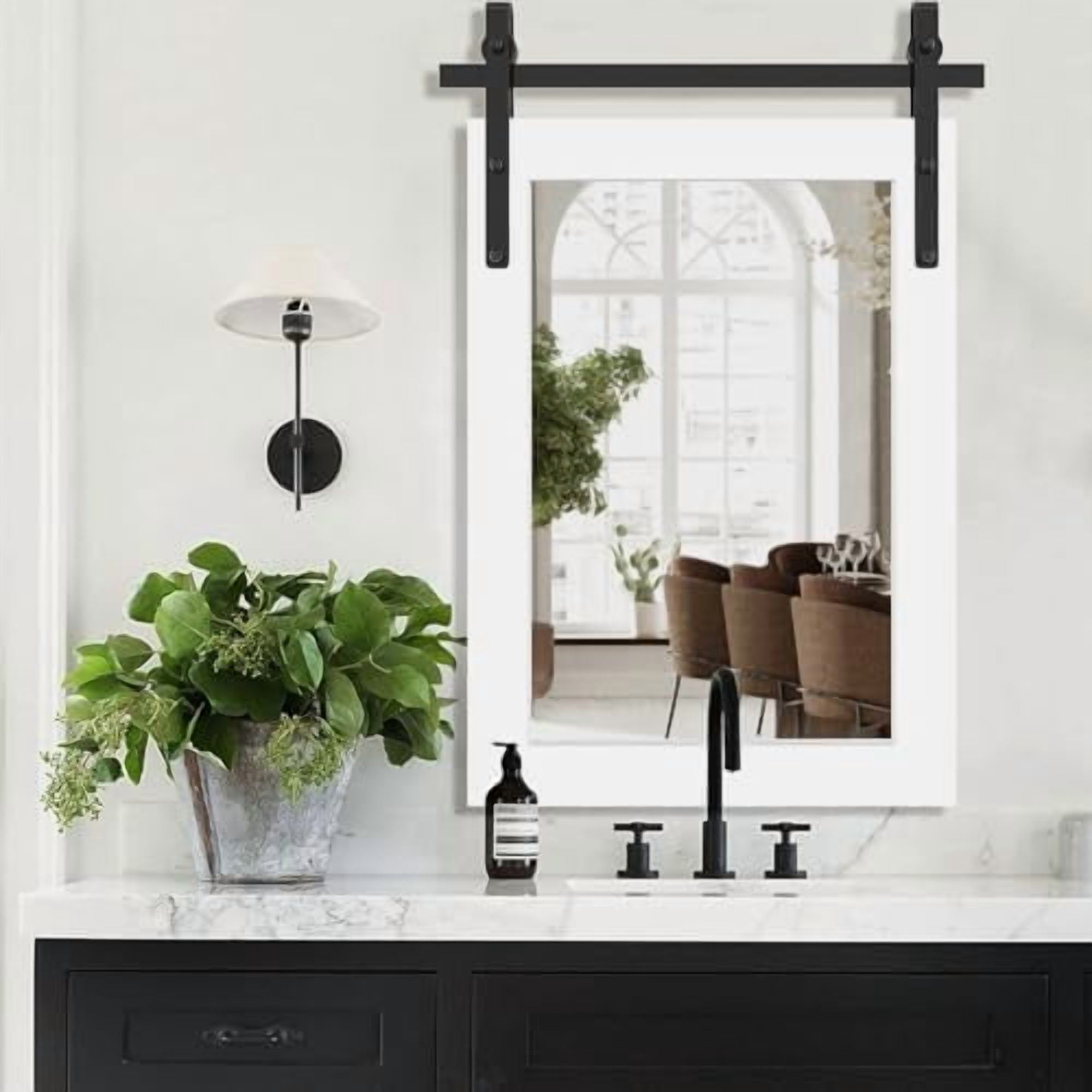 Farmhouse Mirror Wall Mounted Rustic - 22"*30" Inspirational Barn Door ...