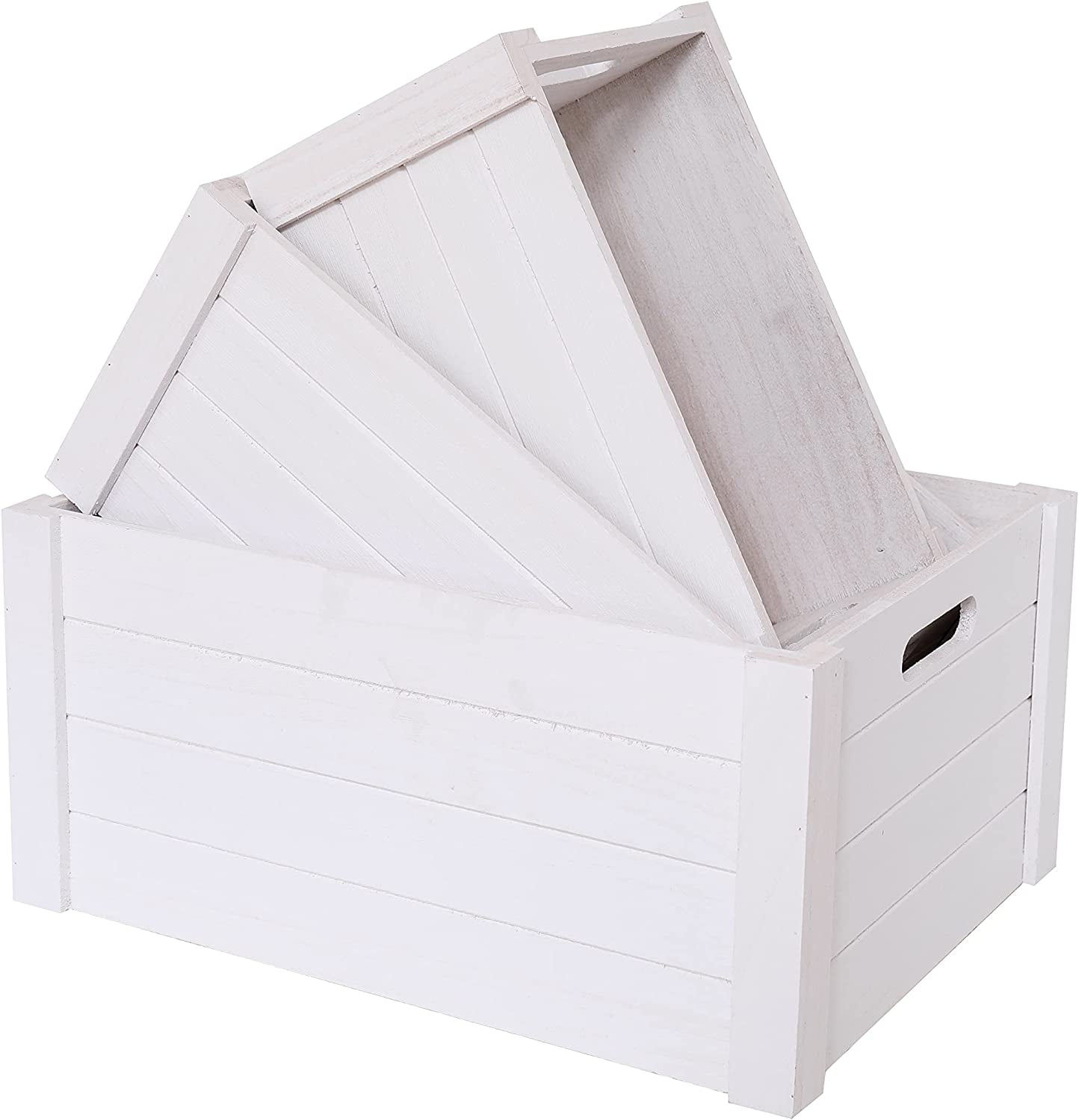 Farmhouse Modern White Wooden Crates For Storage,Rustic Decorative ...