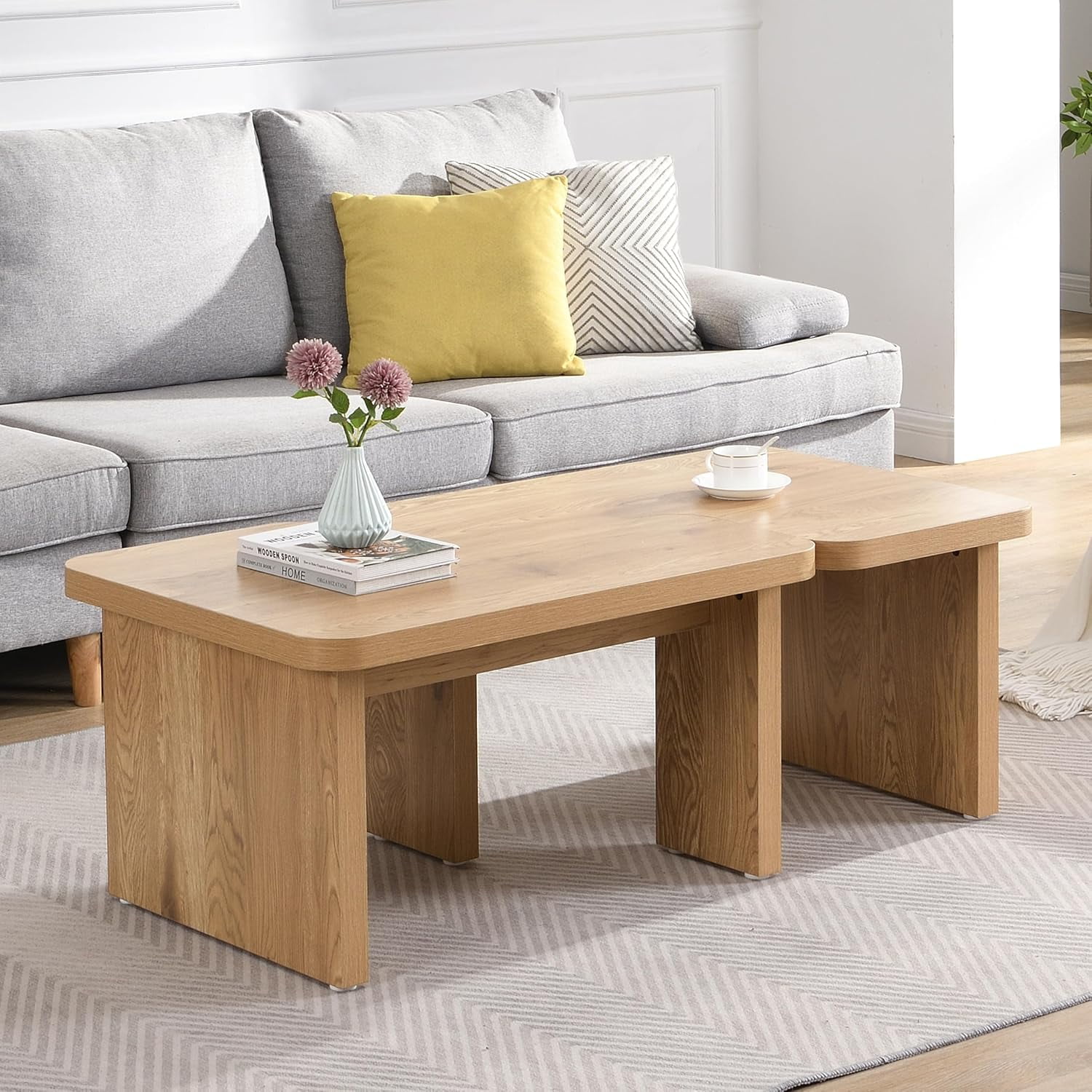 Farmhouse Modular L Shaped Coffee Table - Convertible to Square ...