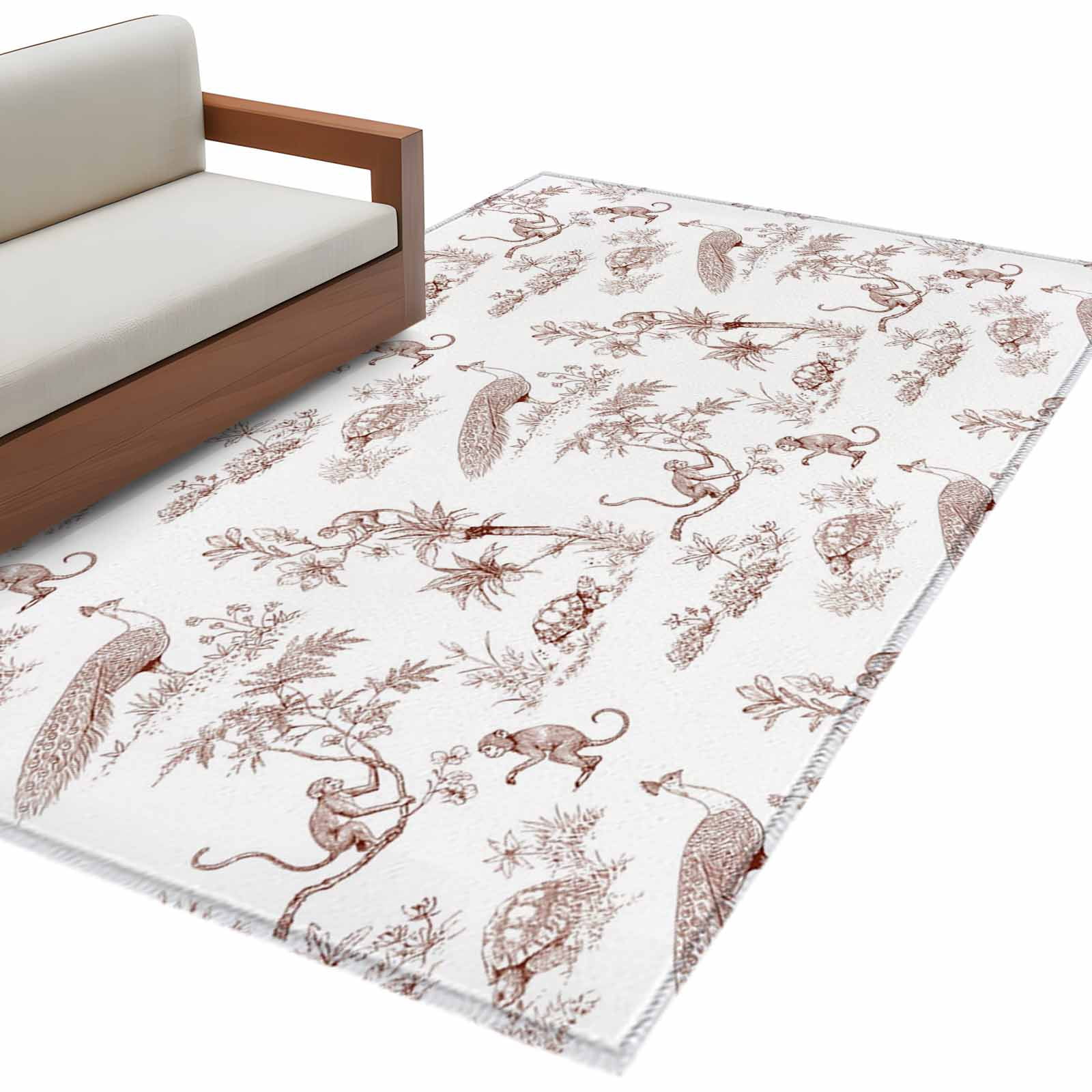 Farmhouse Monkey Area Rug 4x6 Washable Rug Non Slip Vintage Brown ...