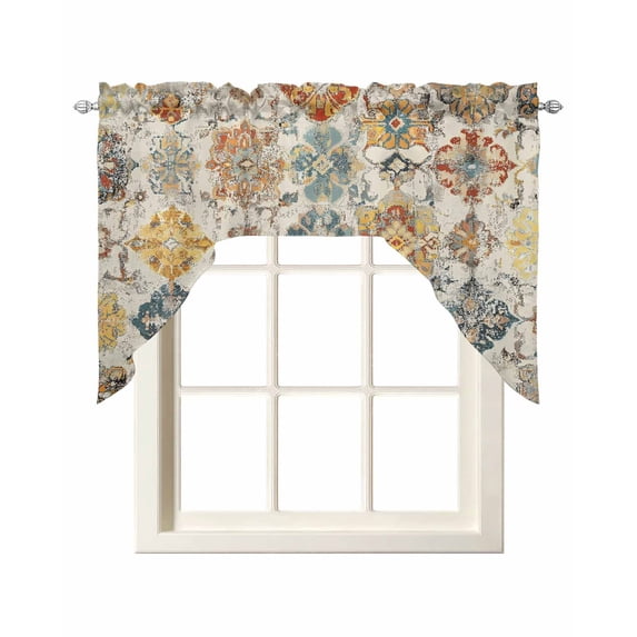 Farmhouse Morocco Kitchen Curtains Swag Valance for Windows/Bathroom ...