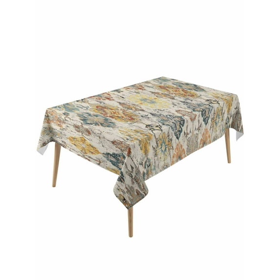 Farmhouse Morocco Table Cloth, Boho Abstract Shabby Texture Art ...