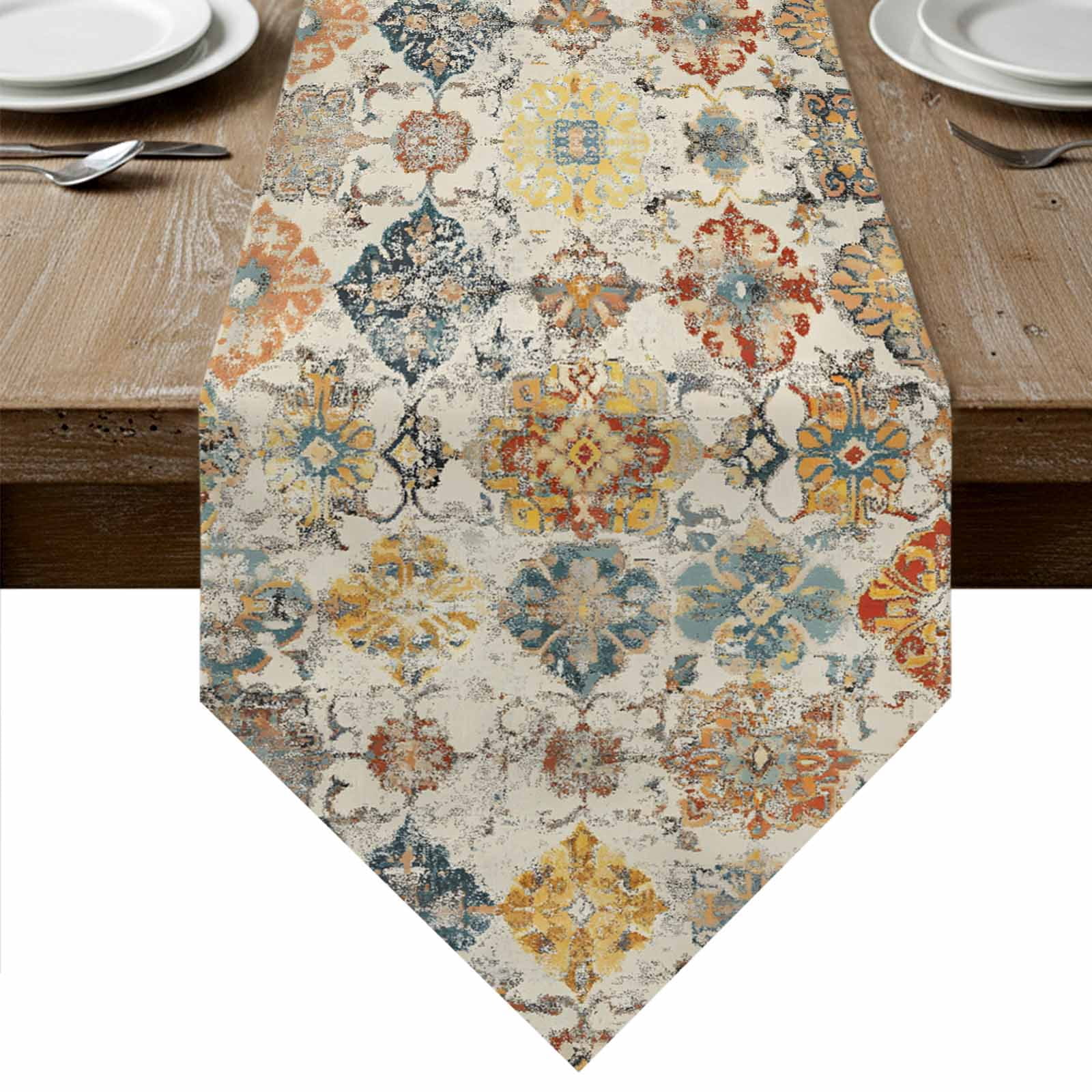 Farmhouse Morocco Table Runner Linen Burlap Table Runner 72 Inches Long ...
