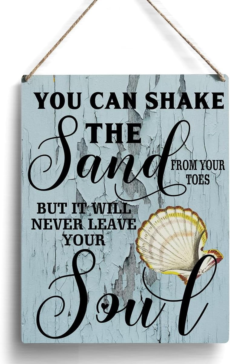 Farmhouse Motivational Beach Quote Wooden Sign Artwork, Summer Beach ...