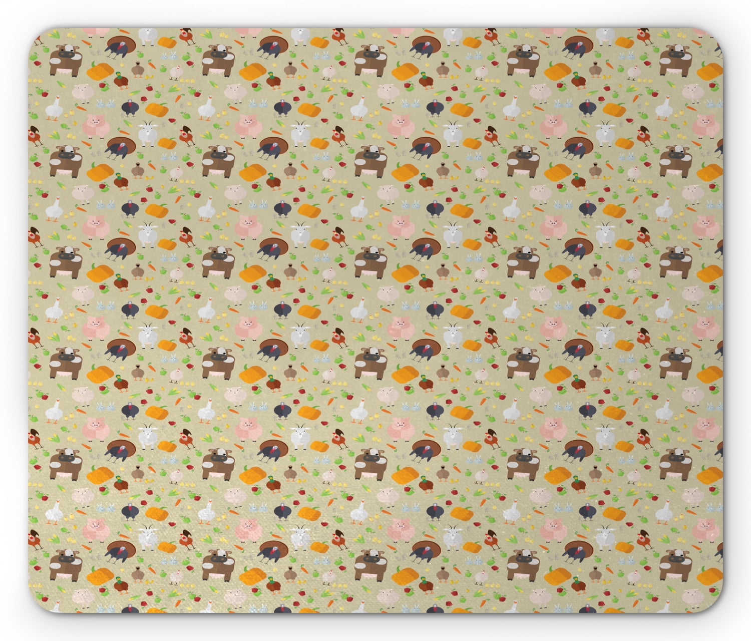 Farmhouse Mouse Pad, Nursery Barnyard Theme Cartoon Farm Animals and ...