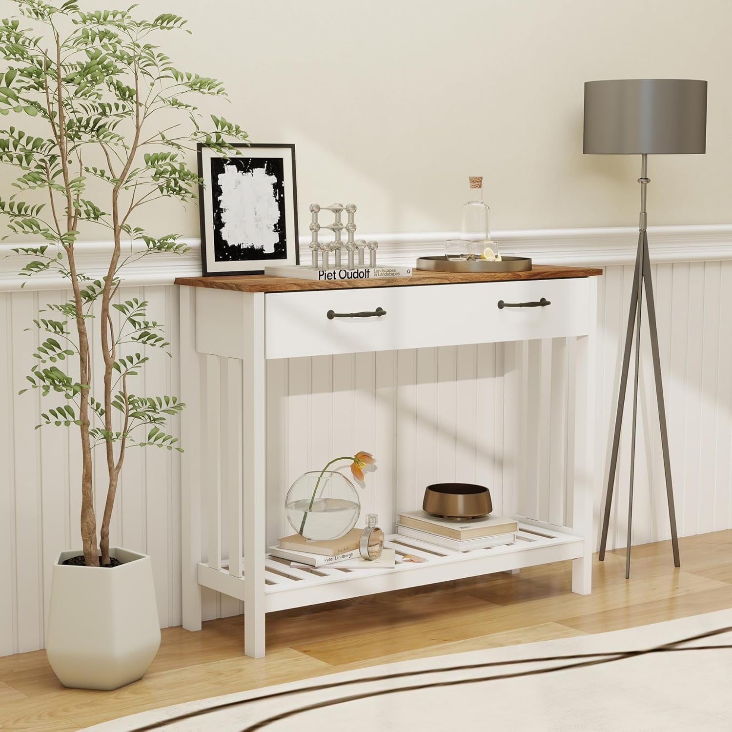 Farmhouse Narrow Console Table Modern Wooden,Living Room Tables Narrow ...