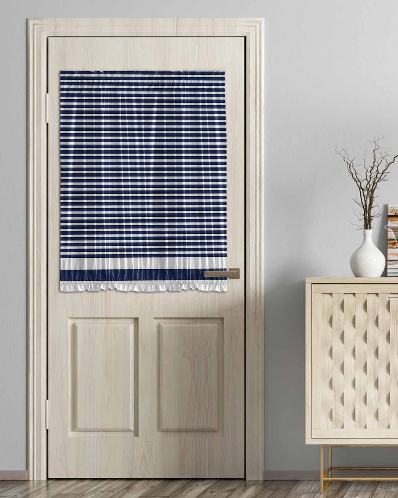 Farmhouse Navy Blue White Striped Blackout Curtains, French Door ...