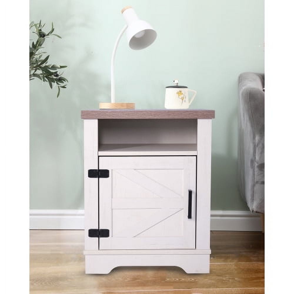 Farmhouse Nightstand , Beside Table with Barn Door, Modern End Side ...