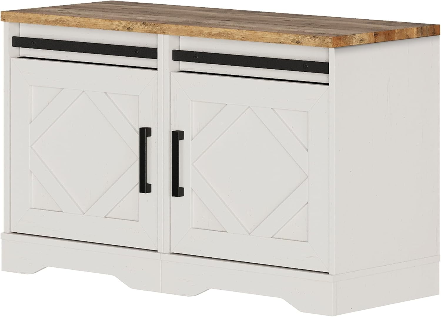 Farmhouse Nightstand Set of 2,Wooden Bedside Table with Drawer & Cubby ...