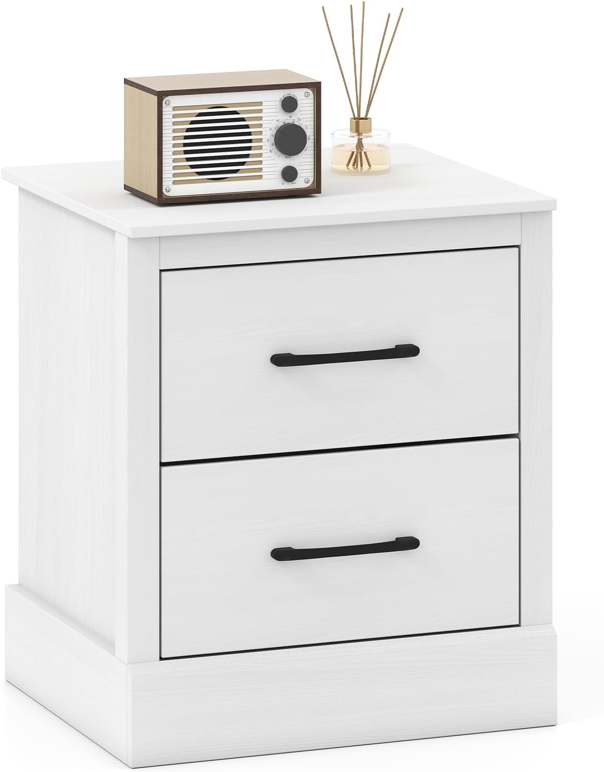 Farmhouse Nightstand, Wood Bedside Table with 2 Storage Drawers ...