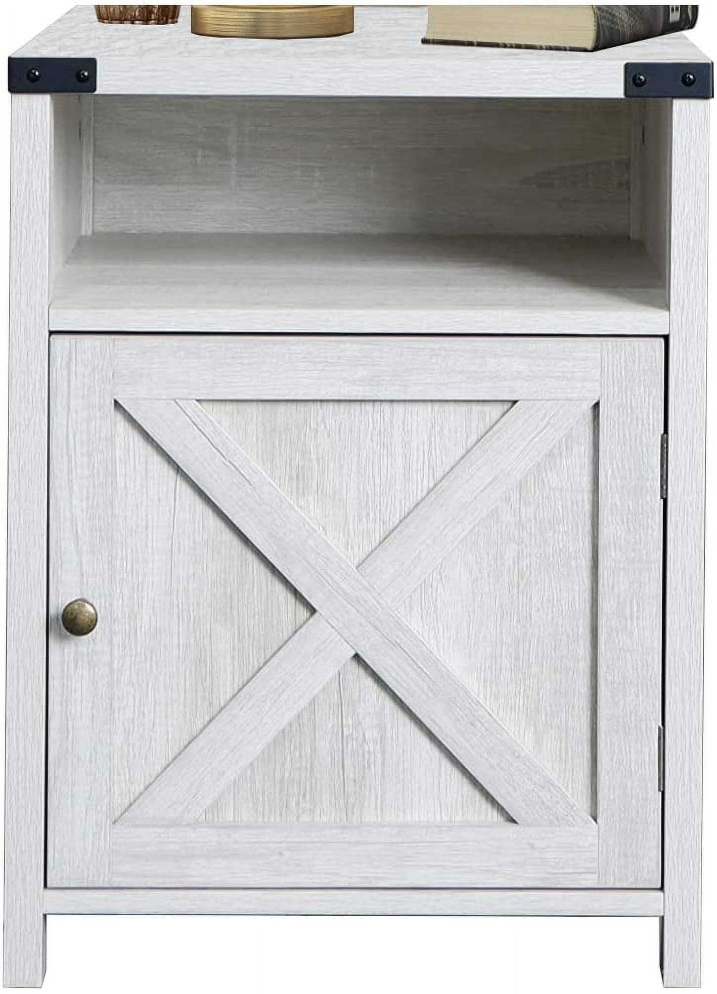 Farmhouse Nightstand with Cabinet & Shelves, Bedside Table, 18x18x24 ...