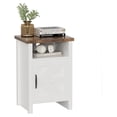 Farmhouse Nightstand with Shelf & Barn Door, Bedroom Side Table, White ...