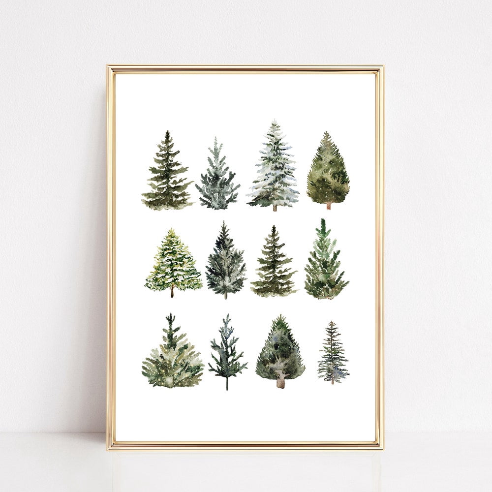 Farmhouse Noel Print, Pine Tree Art, Noel Wall Art, Noel Decor, Winter ...
