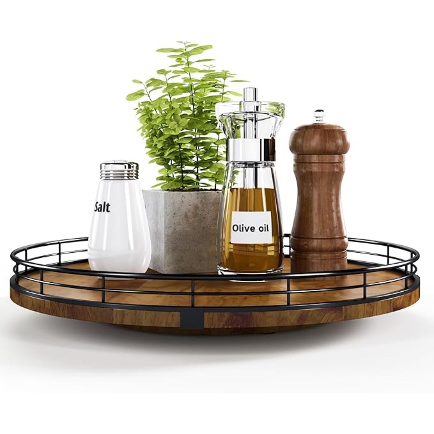 Farmhouse Oak 13" Turntable Organizer for Cabinet, Round Wooden ...